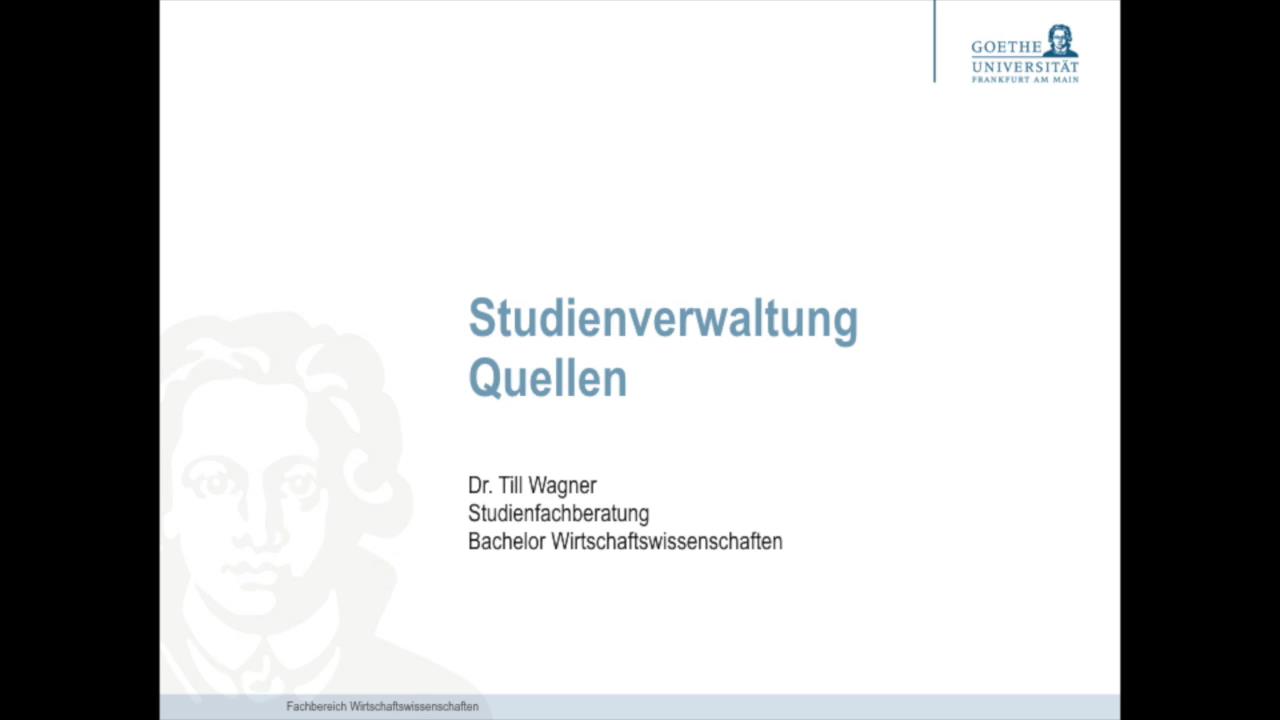 Studienverwaltung und Quellen